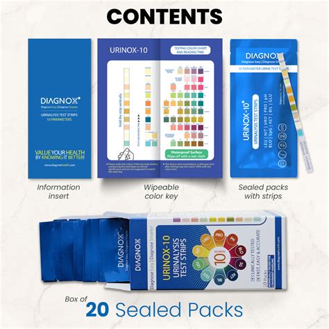 Urinox 10 Urinalysis Test Strips 20 Testsbx Diagnox Health