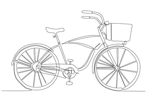 One Line Drawing Or Continuous Line Art Of A Classic Bicycle Vector