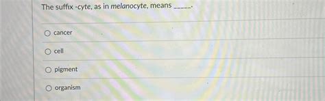 Solved The Suffix Cyte As In Melanocyte Means
