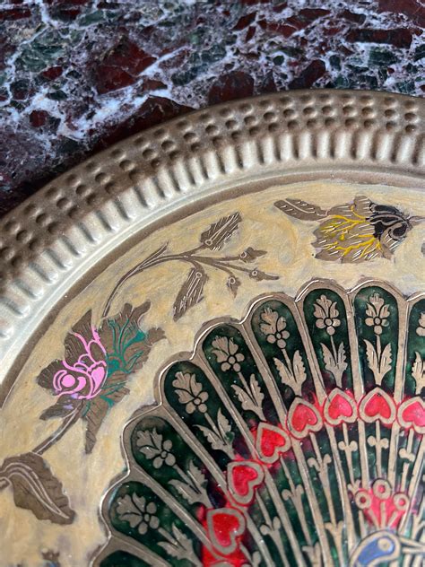 Hammered Brass Decorative Peacock Plate Etsy