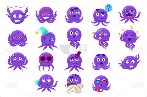有趣的章鱼字符表情包素材 花瓣网