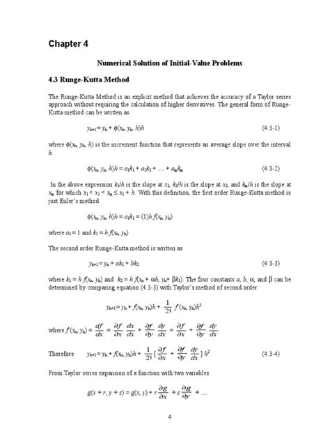 Numerical Solution Of Initial Value Problems 43 Runge Kutta Method Pdf Ordinary