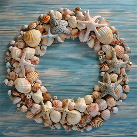Premium Ai Image Seashell Garland On The Background Of The Sea Generative Ai