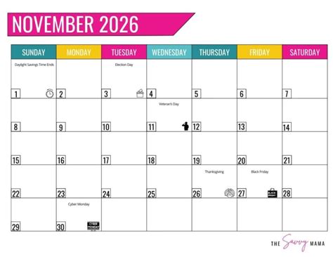 Free November Calendar Printable 2026