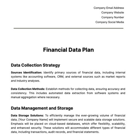 Financial Data Plan Template Edit Online And Download Example