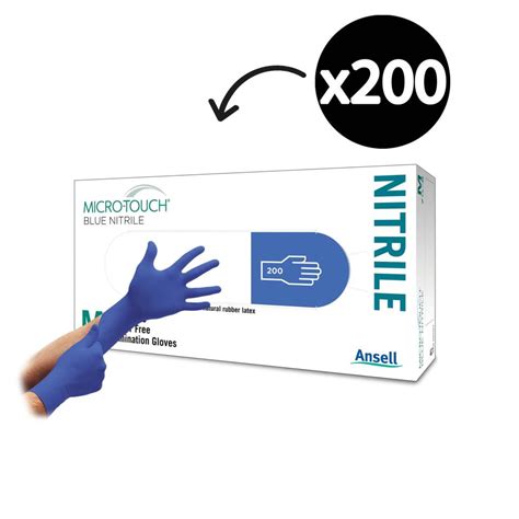 Ansell Micro Touch 313041 Blue Nitrile Gloves Blue Box 200 Winc