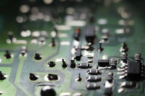 Electronic Circuit Closeup Led Light Circuit Board With Capacitors And
