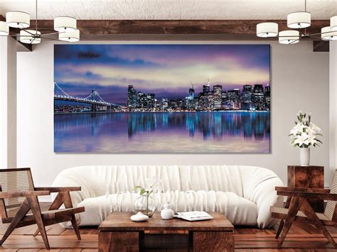Large San Francisco Skyline Canvas Print California Cityscape Wall Art