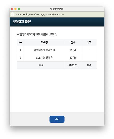 제55회 Sqld 시험 후기