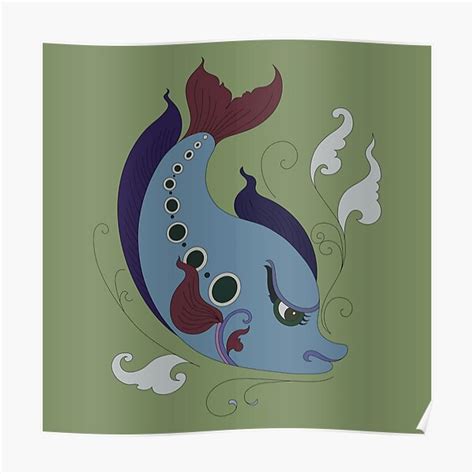 Line Thai Art Notopteridae Fish In Himmapan Pound Poster By