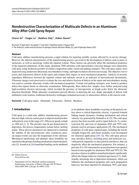 Nondestructive Characterization Of Multiscale Defects In An Aluminum