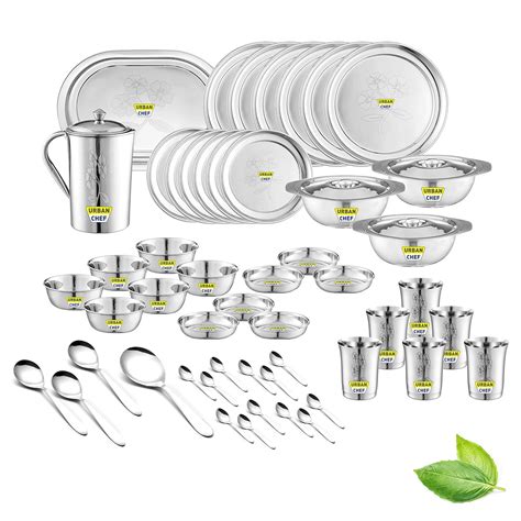 Urban Chef Dinner Set Steel 51 Pcs Kitchen Set For Home Stainless