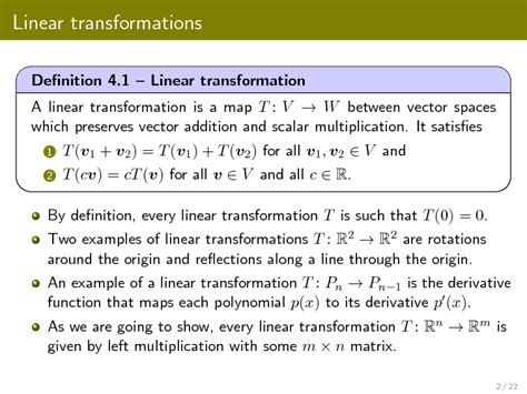 SOLUTION Linear Transformations Lecture Notes For Studypool
