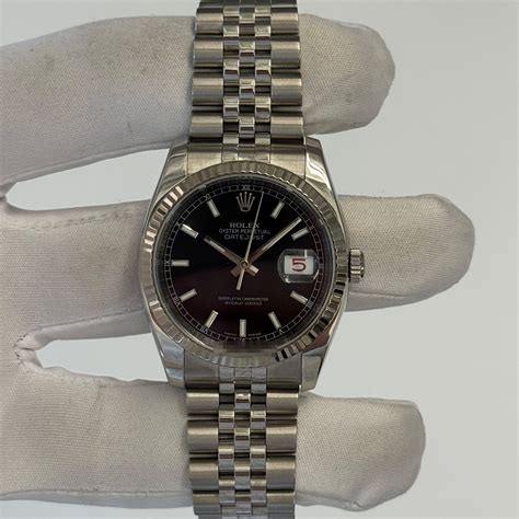 Auction Rolex Datejust 36 Fluted Black Jubilee 116234 0085 Bezel