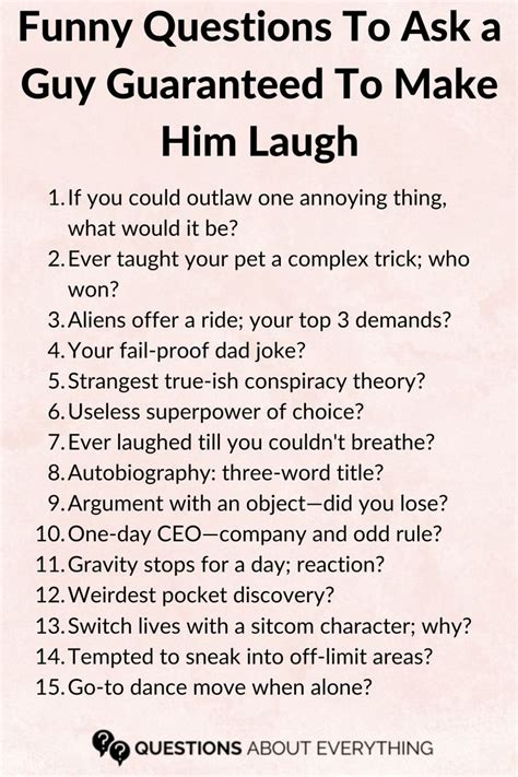 Guaranteed Laughter: Funny Questions To Ask a Guy—Break the Ice! | Fun relationship questions ...