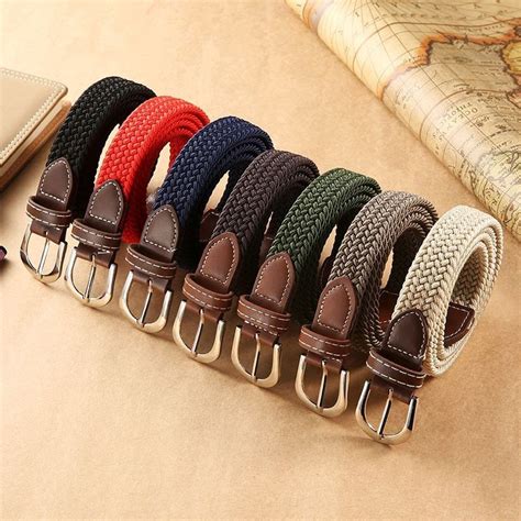 Multicolored Braided Belts Colorful Women Elastic Fabric Woven Stretch
