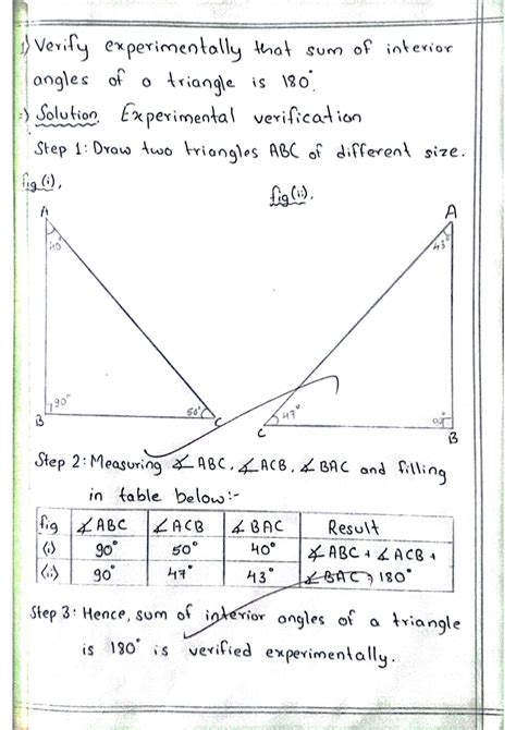 Solution Maths Experimental Verification Of Triangle Studypool
