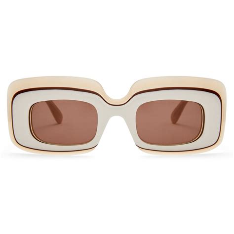 Loewe Multilayer Rectangular Sunglasses Whitebeige Loewe Eyewear