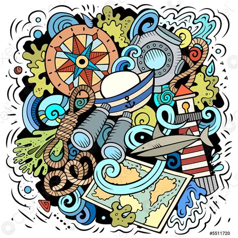 Nautical Cartoon Vector Illustration Stock Vector 5511720 Crushpixel