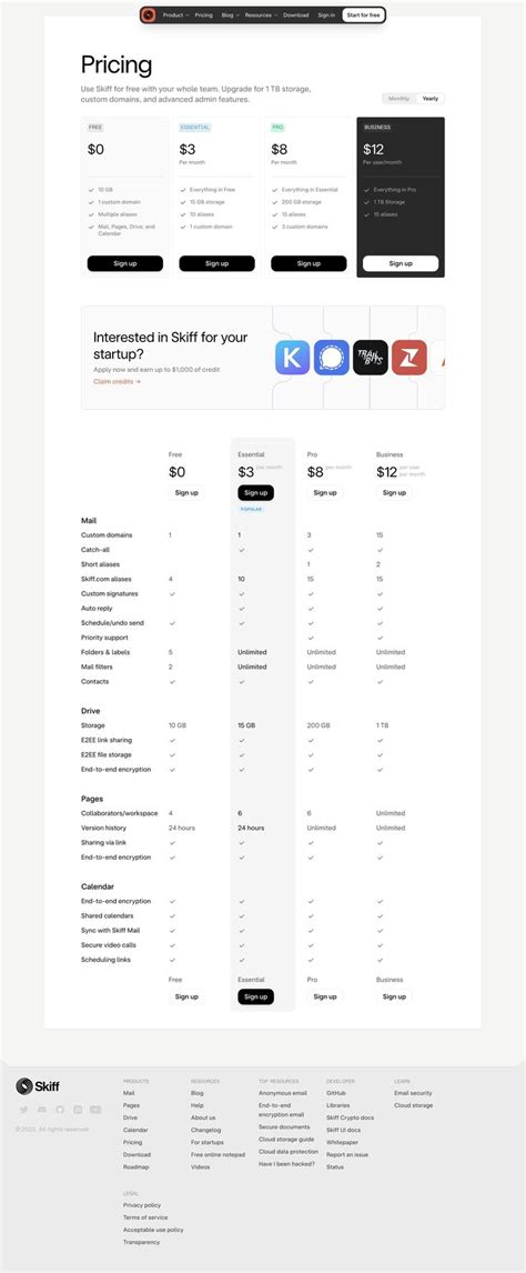 paywall and subscription design from skiff website design reference ui