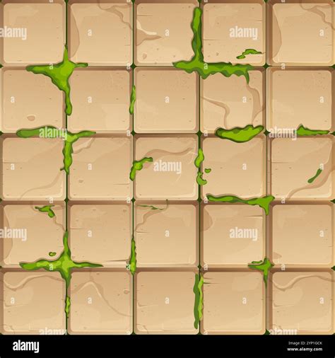 Stone Brick With Moss Old Game Wall Medieval Path Road Seamless Tile