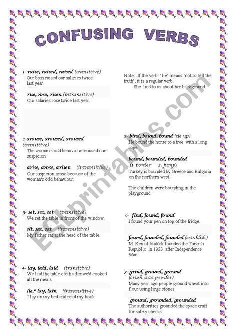Confusing Verbs Esl Worksheet By Moonshine