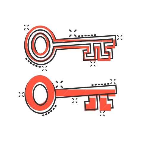 Premium Vector Key Icon In Comic Style Password Cartoon Vector Illustration On White Isolated