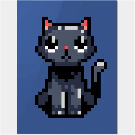 Black Cat Pixel Art Kitten Pixel Art Posters And Art Prints Teepublic