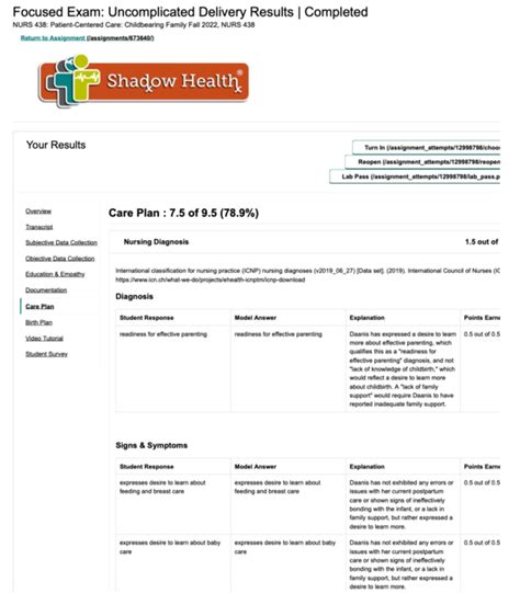 Picture 1 Shadow Health Focused Exam Uncomplicated Delivery