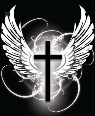 Cross With White Wings Tattoo Design