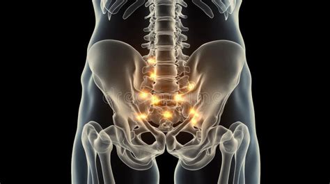 Sacrum And Pelvis Pain 3d Illustration Highlighting Spinal Anatomy And