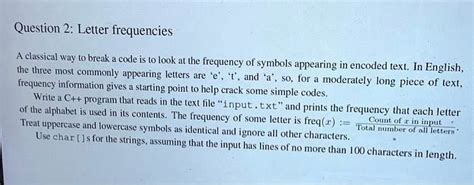 solved question 2 letter frequencies a classical way to break a code