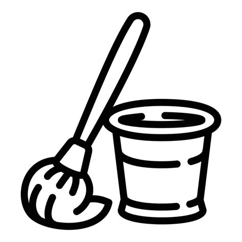 Mop Bucket Icon Outline Style 14252670 Vector Art At Vecteezy