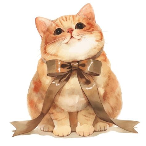 Premium Photo Adorable Cat With Brown Bow
