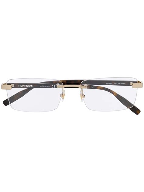 Mont Blanc Rectangular Lens Glasses Brown Editorialist