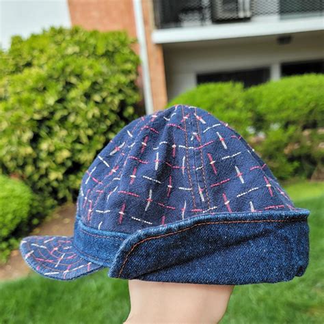 Denim Patterned Brimmed Hat Patterned Hat Depop