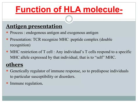 Mhc Major Histocompatibility Complex Pptx Genetics Science