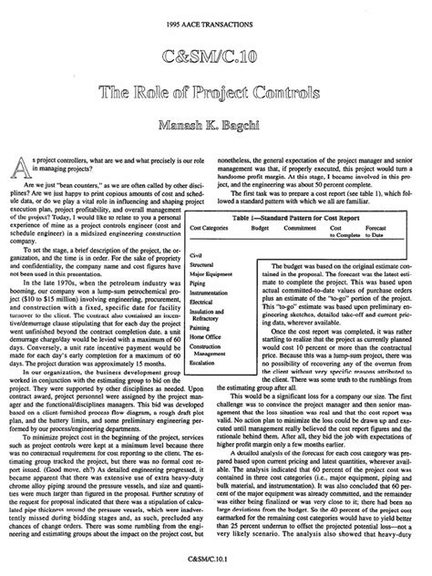 Ch 01 01 The Role Of Project Controls Pdf Cost