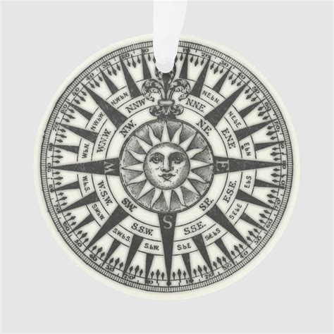 Vintage Compass Rose Sun Ornament Zazzle Vintage Compass Compass Rose Compass