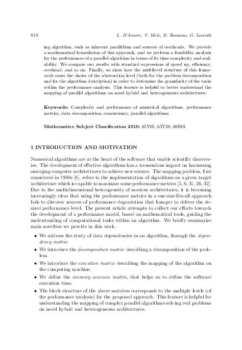 Multilevel Algebraic Approach For Performance Analysis Of Parallel