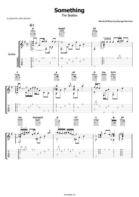 The Beatles Something Akio Hasumi Fingerstyle Tab George Harrison