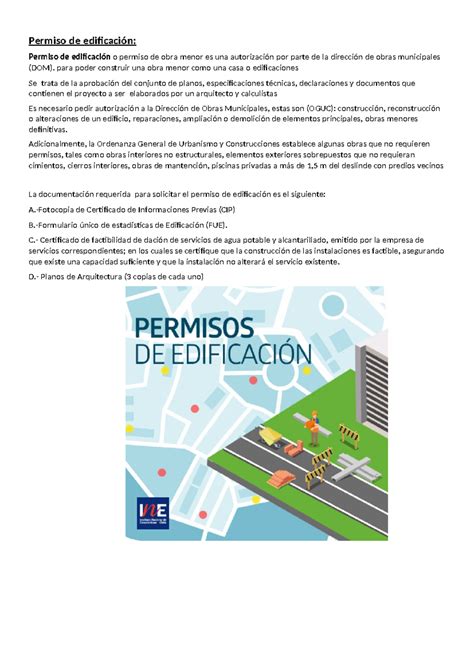 Permiso De Edificación Permiso De Edificación Permiso De Edificación O Permiso De Obra Menor