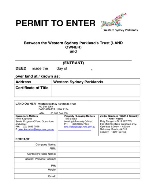 Fillable Online Fillable Online Download Our Permit To Enter Form Fax