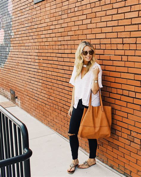 Black Jeans Outfit Tory Burch Sandals Outfit Summer Fashion Summer