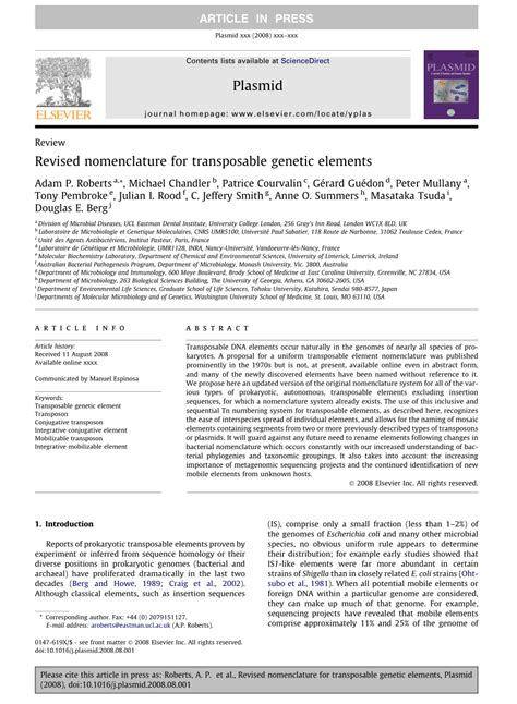 Pdf Revised Nomenclature For Transposable Genetic Elements