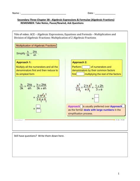 Algebraic Expressions Formulas