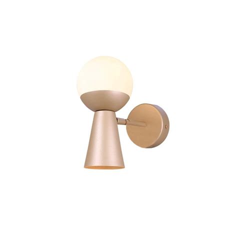 Arandela Cone Globo Alumínio E Vidro Dourado E Fosco Ar1400