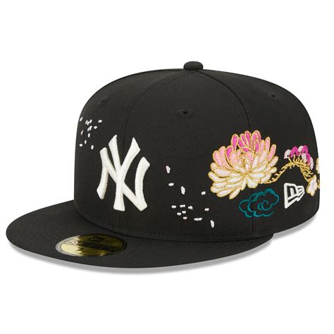 New Era 59fifty Mlb New York Yankees Cherry Blossom Black Grey Uv Fi