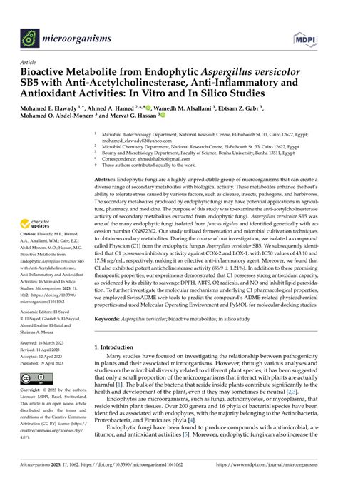 Pdf Microorganisms Bioactive Metabolite From Endophytic Aspergillus
