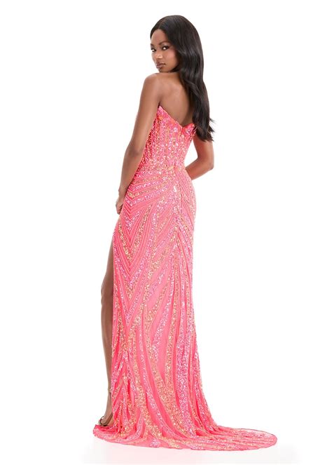 Ashleylauren 11236 Electric Pink Beaded Gown Lady Black Tie